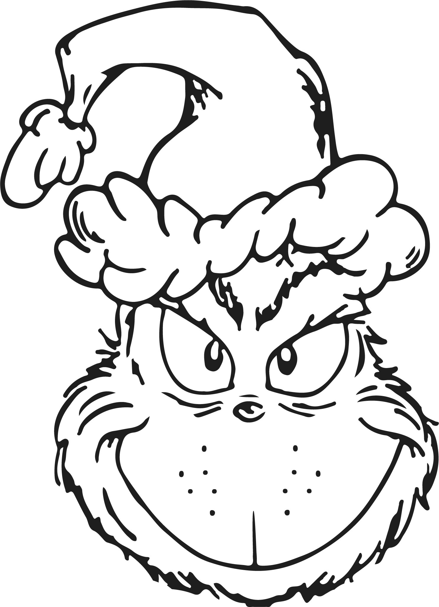 Grinh Santa Hat Outline Svg, Grinch Head Svg, Grinch Christm | Inspire ...