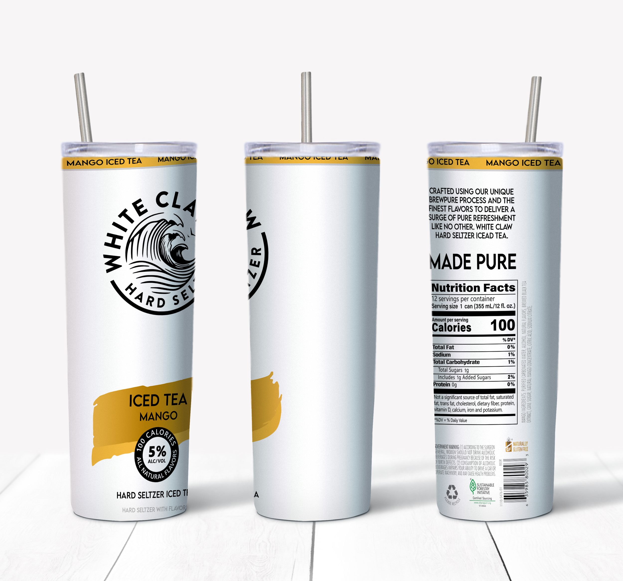 White Claw Hard Seltzer Iced Tea Mango Tumbler Wrap, 20oz Tu | Inspire ...