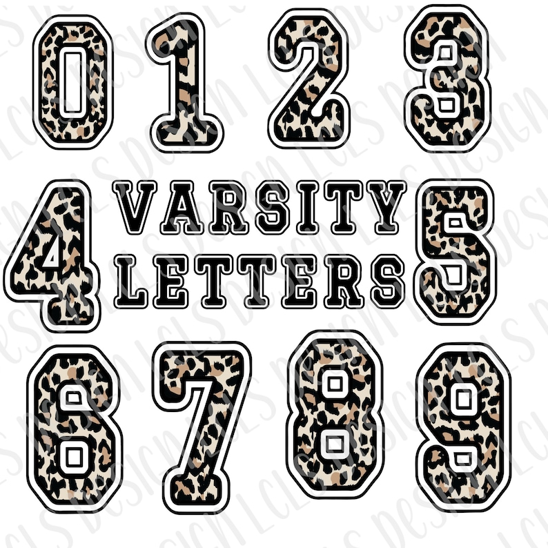 Varsity numbers 0-9, leopard numbers png, custom numbers png | Inspire ...