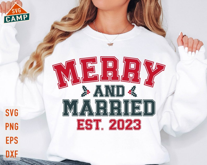 Merry and Married 2023 Svg, Christmas Bride Svg, Christmas W | Inspire ...