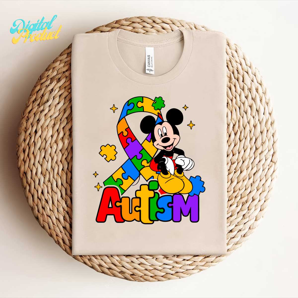 Mickey Autism Awareness Ribbon Puzzle Piece SVG | Inspire Uplift