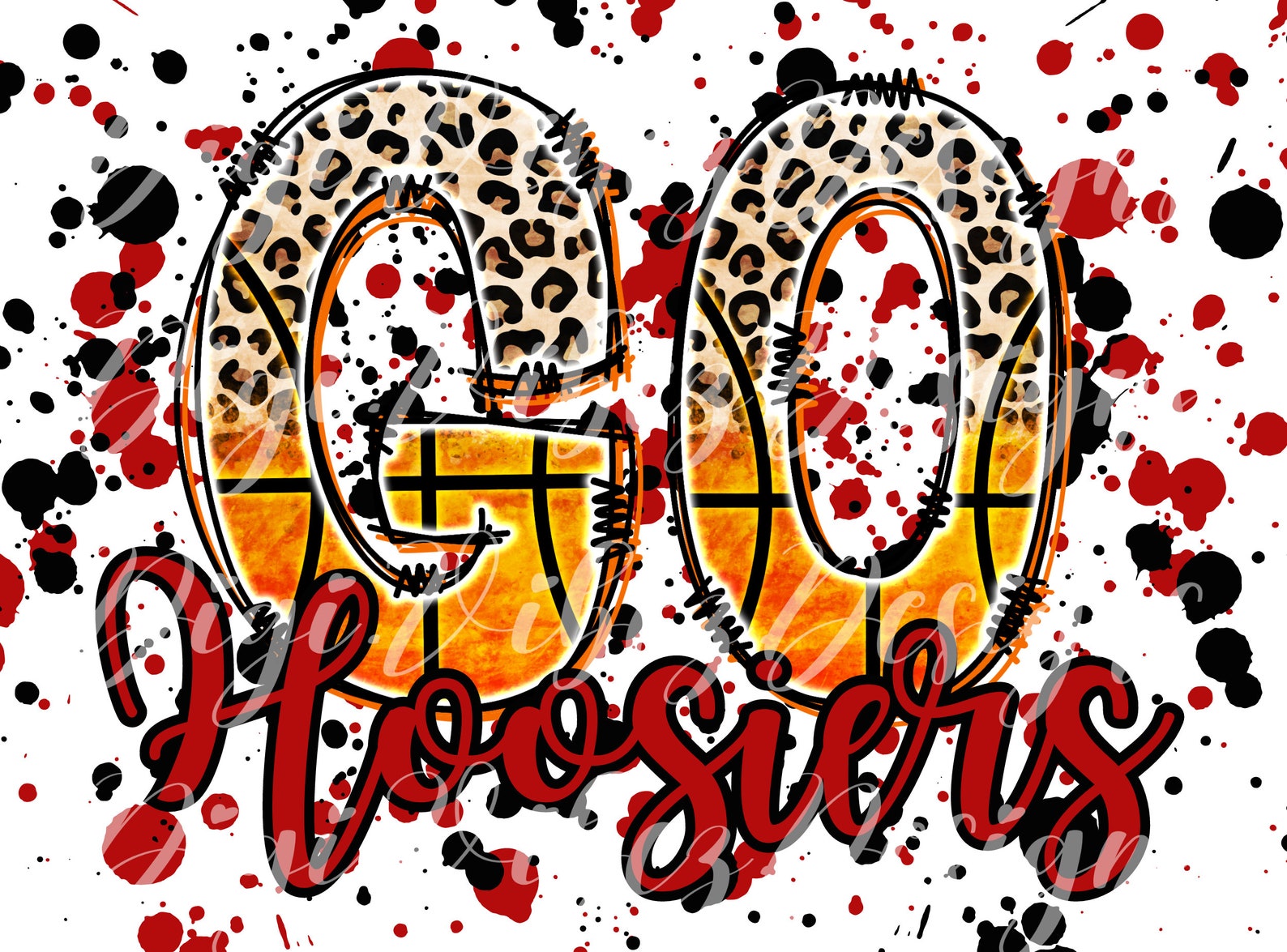 Go Hoosiers Leopard Basketball Splatter PNG Digital Download | Inspire ...