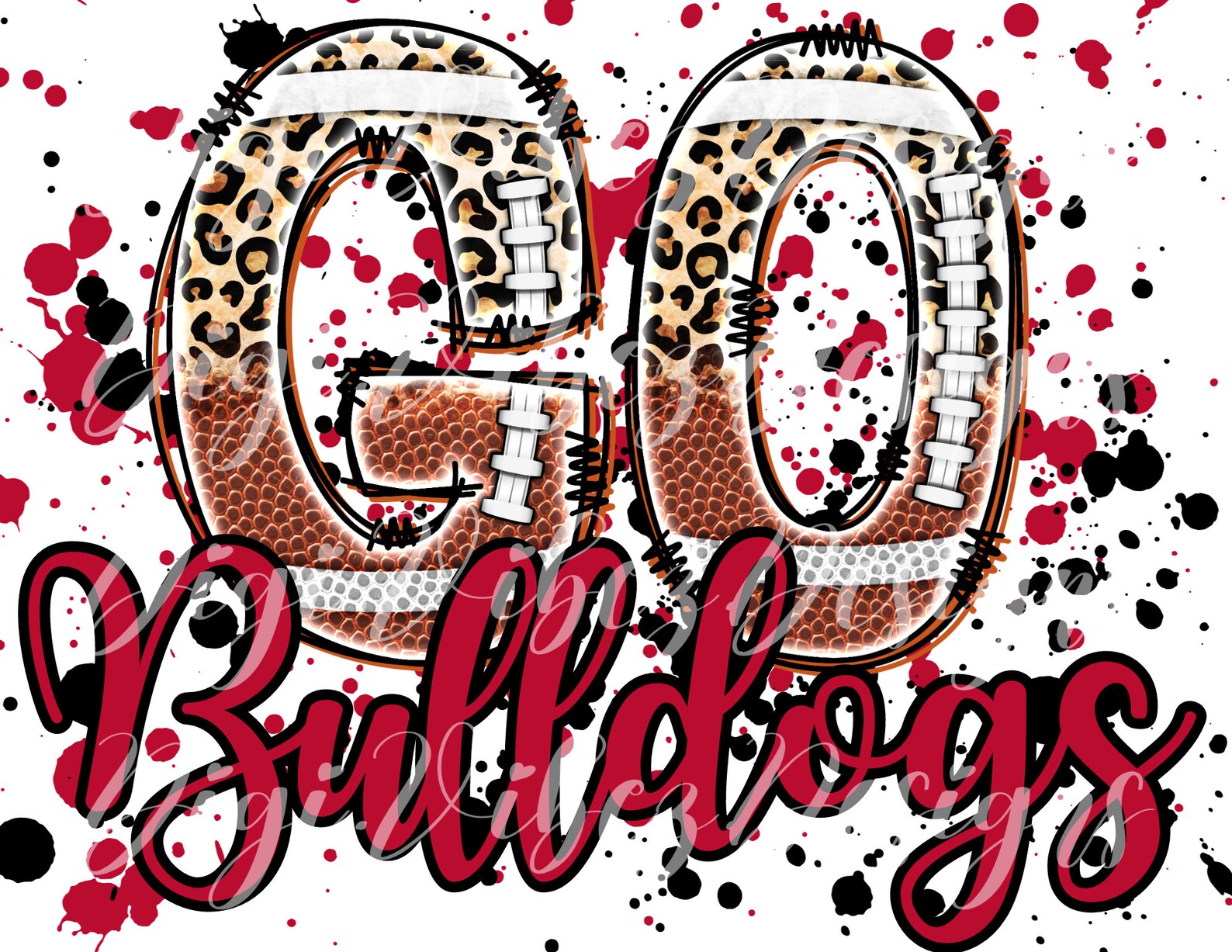 Leopard Football Splatter Go Bulldogs PNG Instant Digital Do - Inspire ...