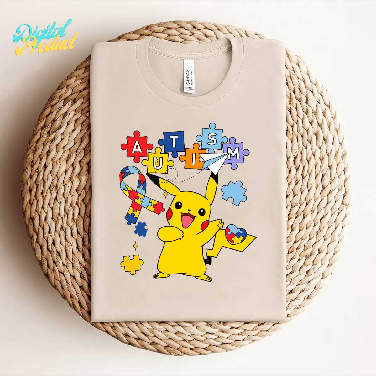 Pikachu Autism Ribbon Puzzle Pieces SVG | Inspire Uplift