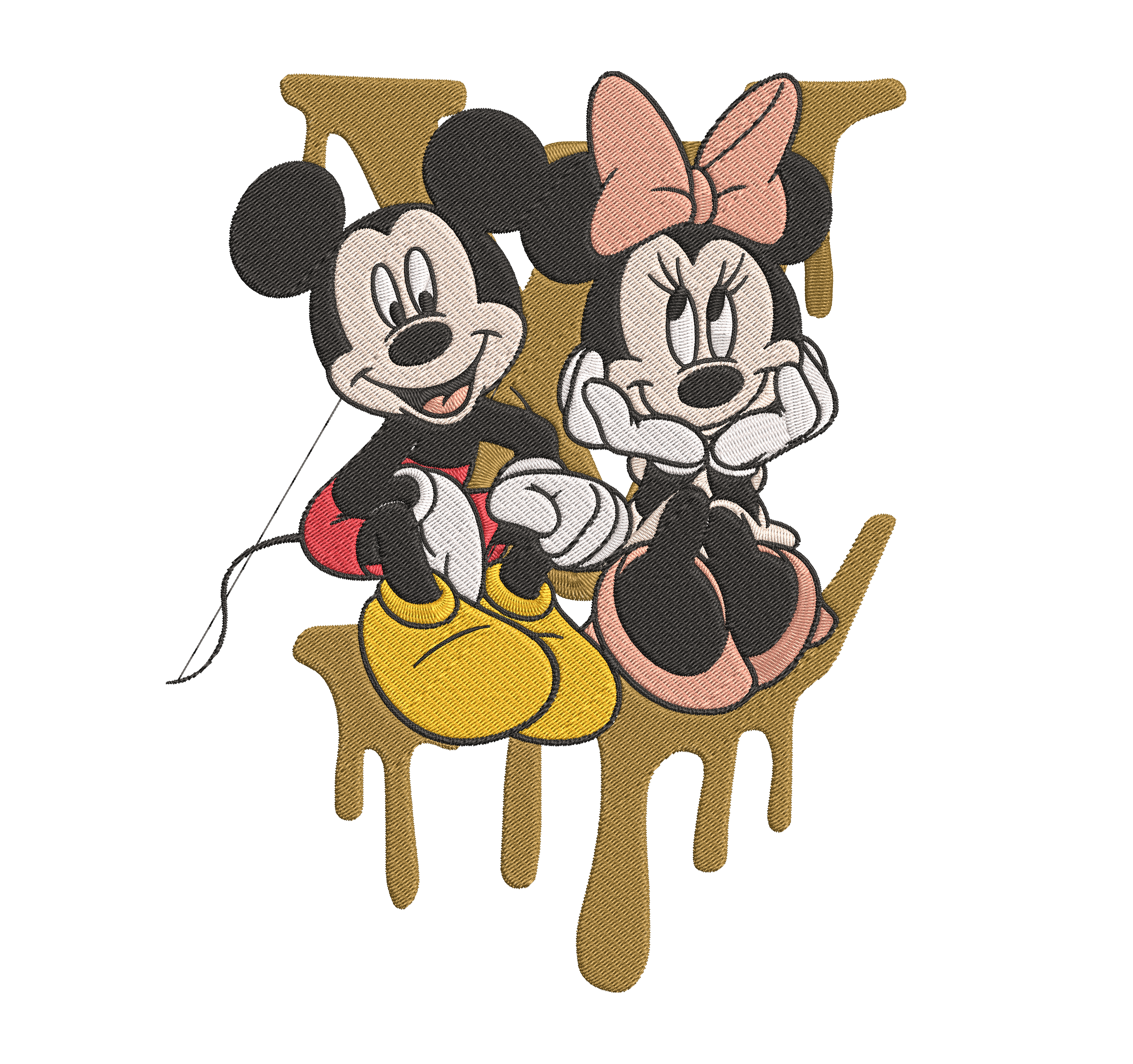 Couple Mickey And Minnie LV Dripping Embroidery Design Downl | Inspire ...