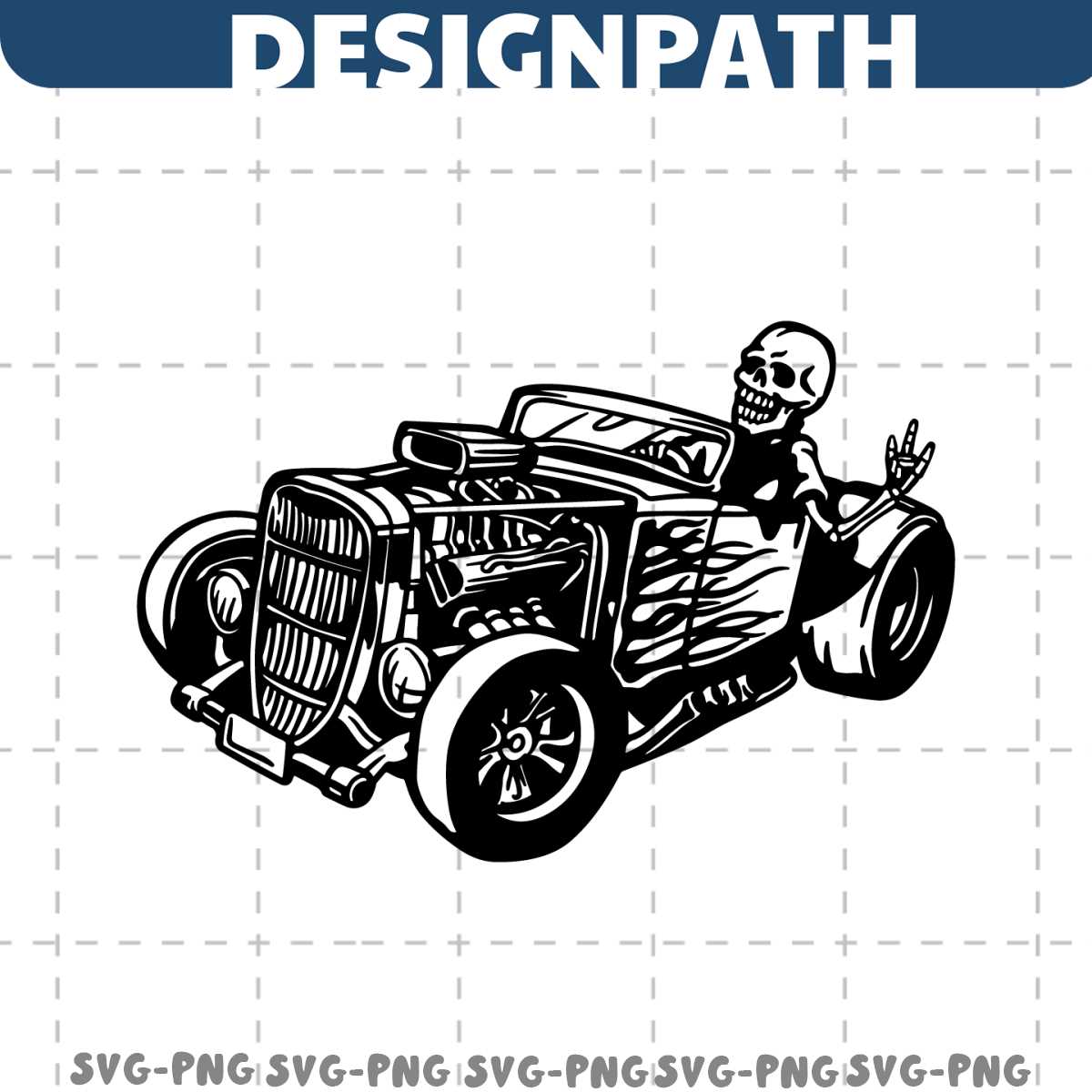 Hot Rod Skeleton SVG | Retro Car SVG | Automobile Engine Aut | Inspire ...