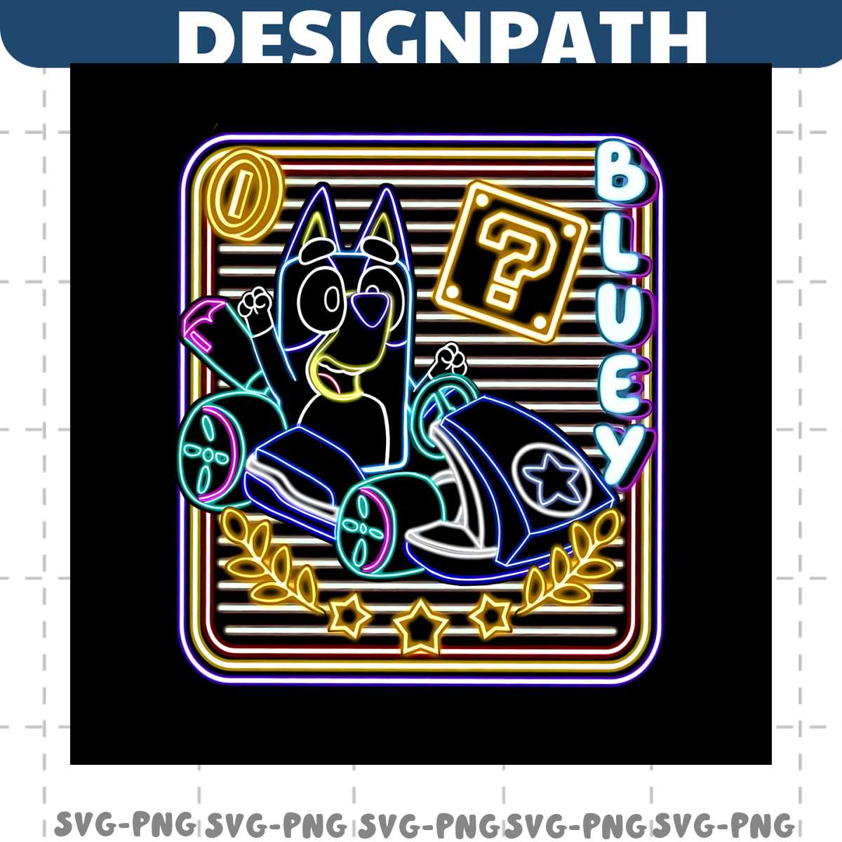 Funny Bluey Mario Kart Driving Car PNG | Inspire Uplift