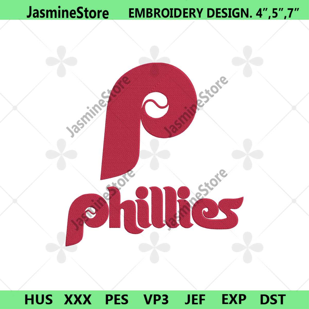 Phillies Baseball Logo Embroidery, Phillies Wordmark Machine | Inspire ...