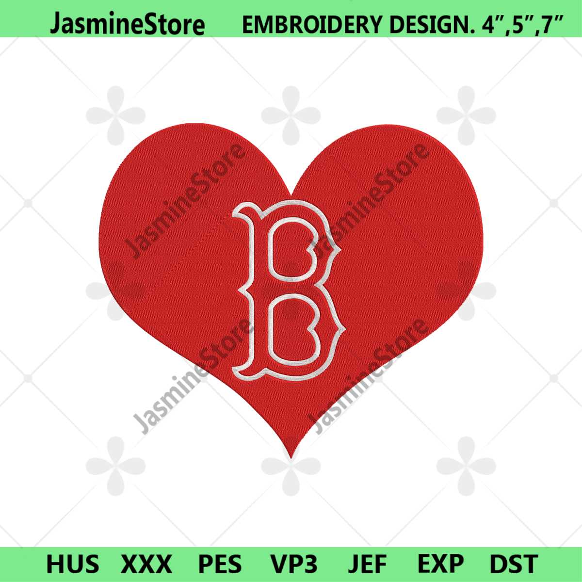 Boston Red Sox Letter B Red Heart Logo Machine Embroidery Fi | Inspire ...