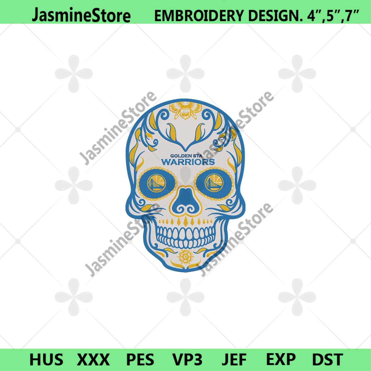 Golden State Warriors Skull Logo Machine Embroidery Design, | Inspire ...