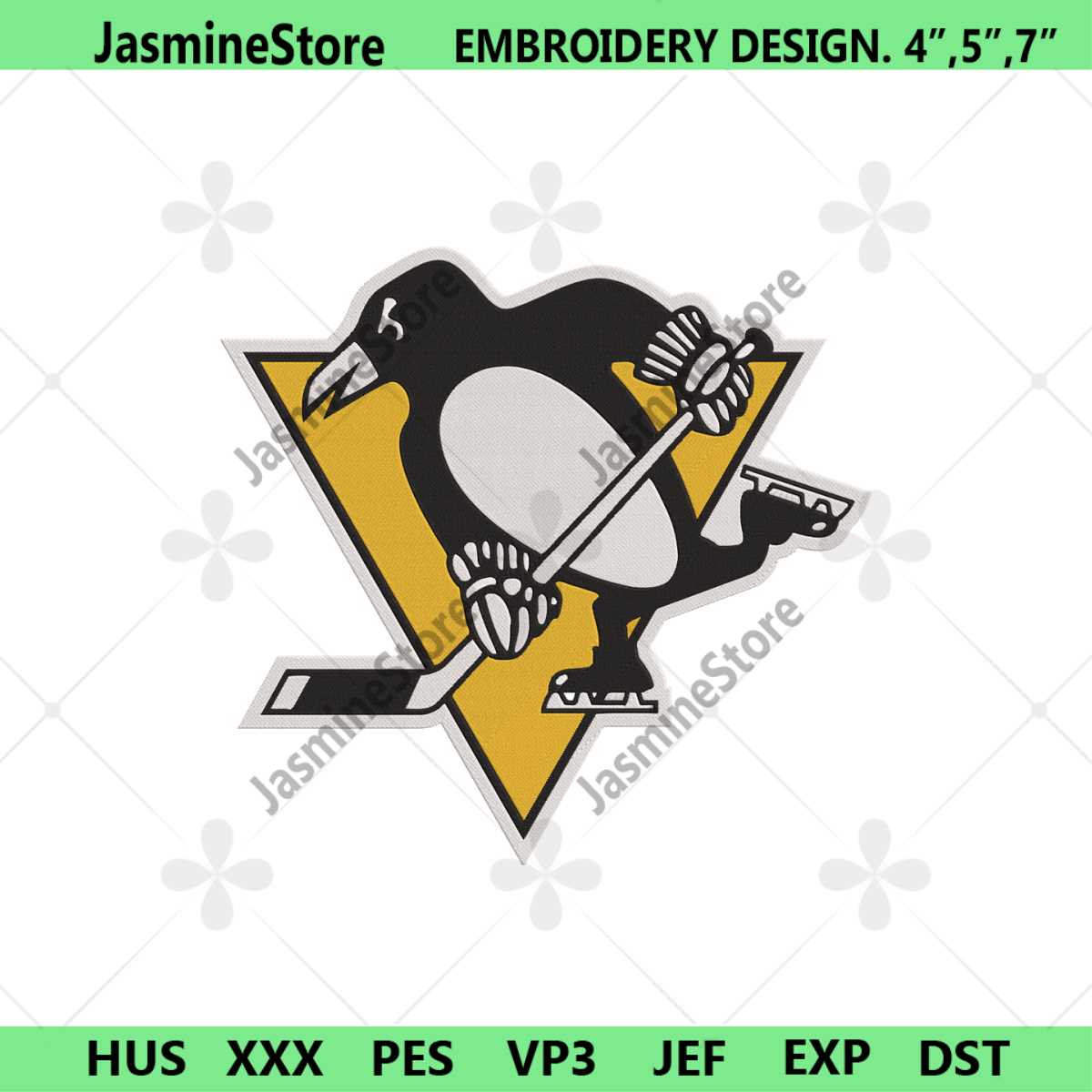 Pittsburgh Penguins Logo NHL Team Embroidery Design File | Inspire Uplift