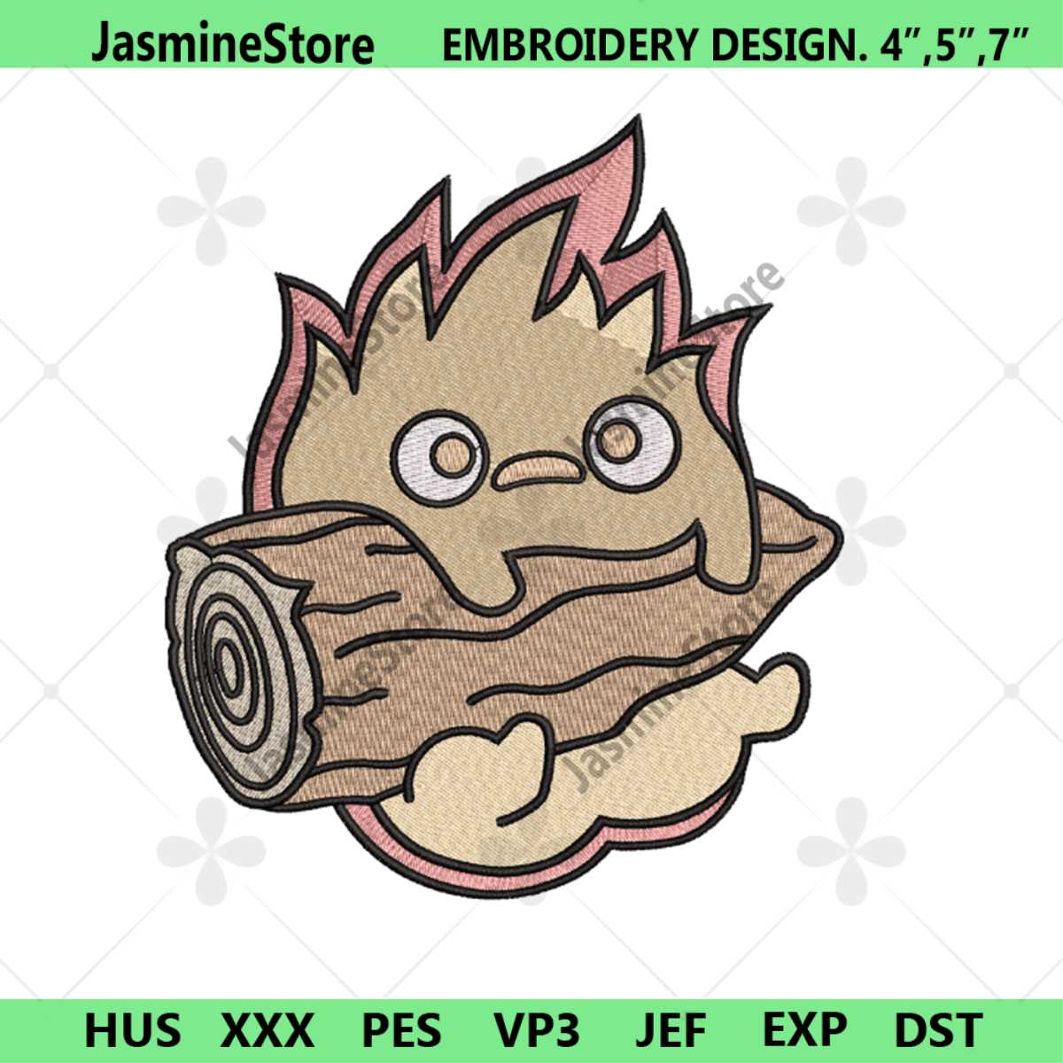 Calcifer Chibi Embroidery Design Howl's Moving Castle Anime | Inspire ...
