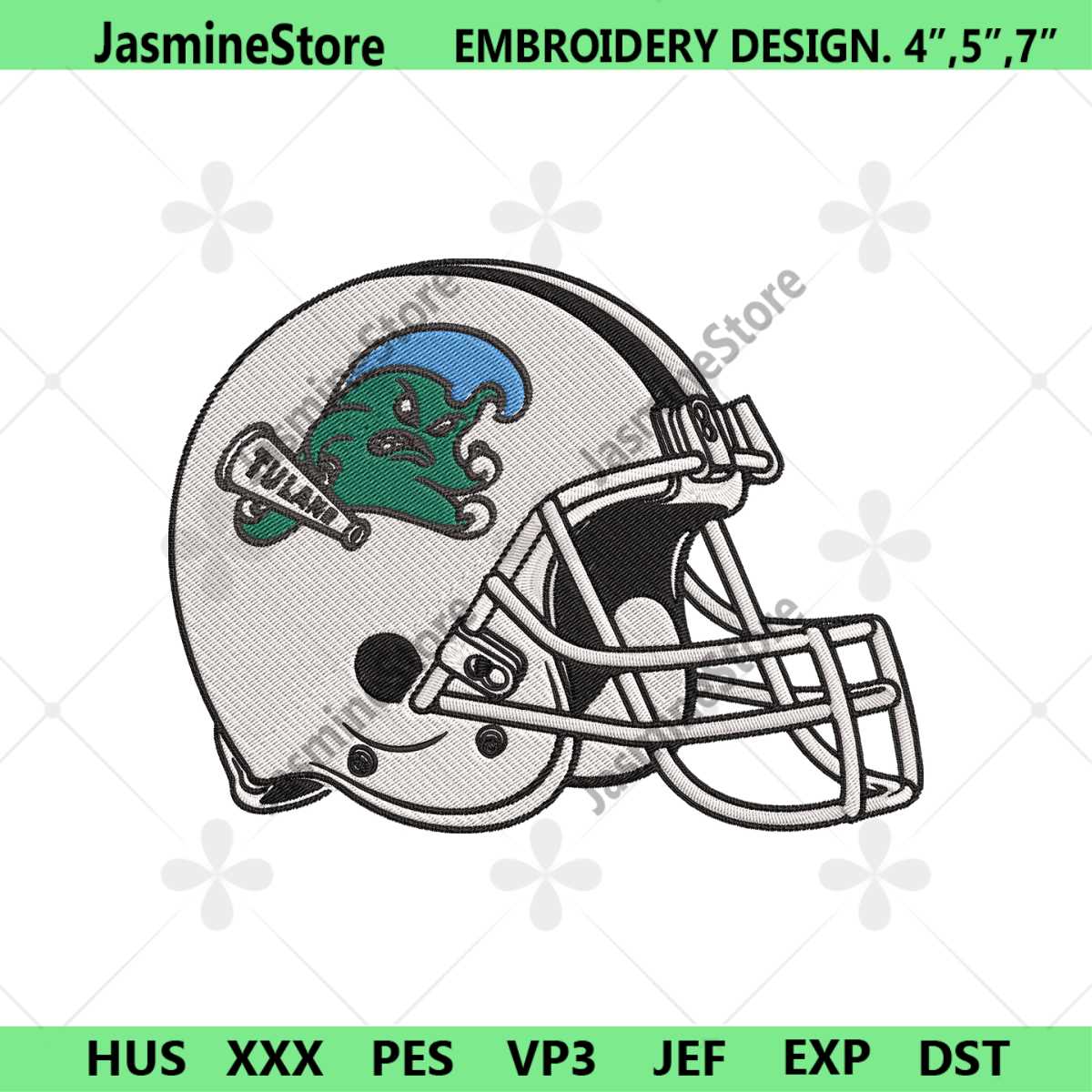 Tulane Green Wave Helmet Embroidery Design Download File | Inspire Uplift
