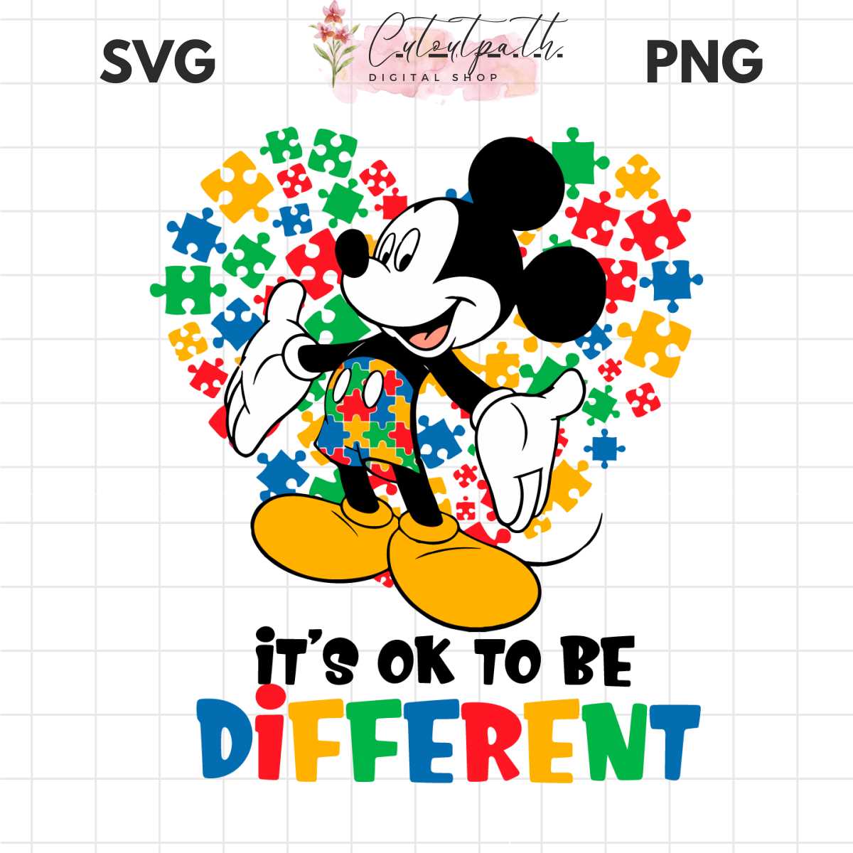 Mickey Mouse Autism Its Ok To Be Different SVG | Inspire Uplift