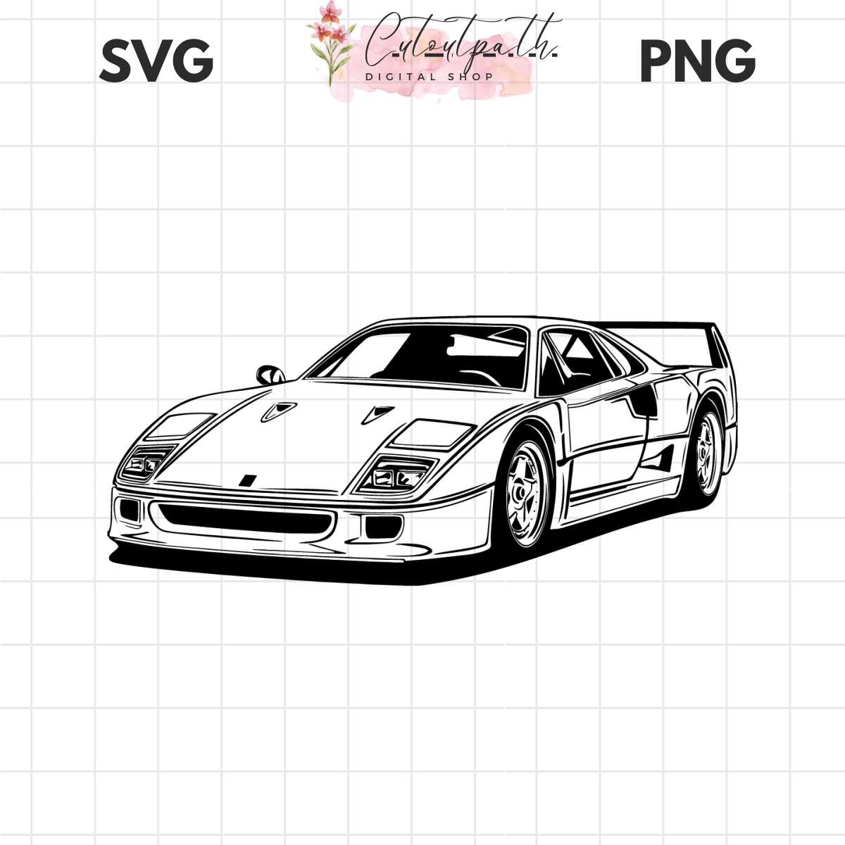 Ferrari F40 SVG, Ferrari F40 PNG, Vector art Illustration Dr | Inspire ...
