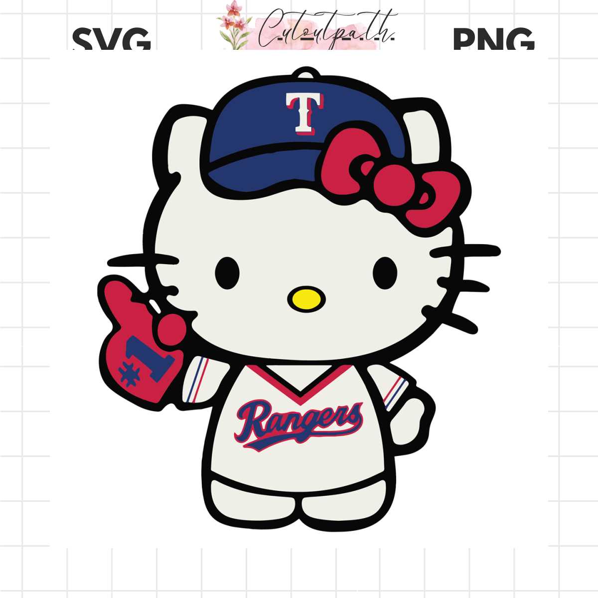 Hello Kitty Texas Rangers Baseball Team SVG | Inspire Uplift