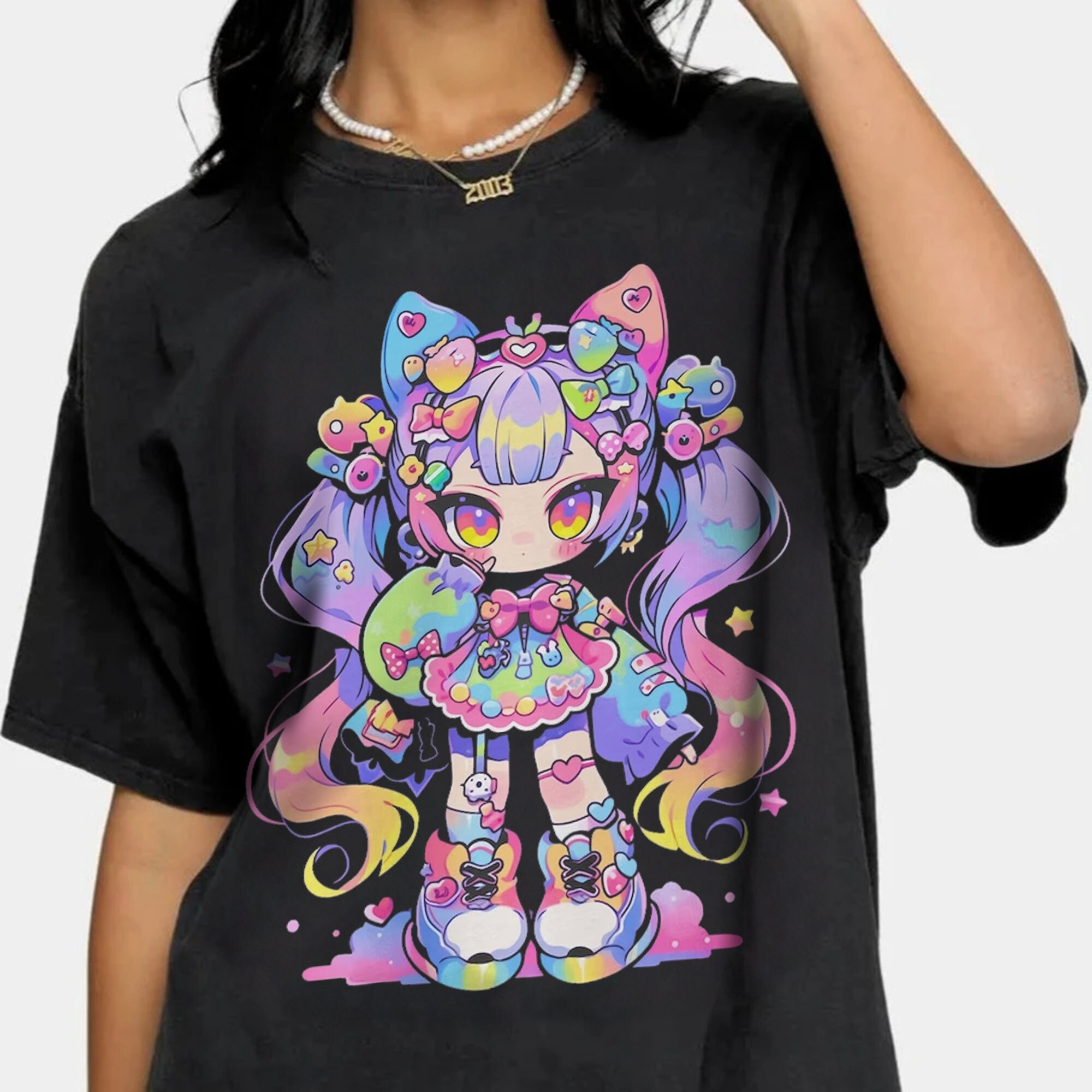 Anime Chibi Girl Shirt, Decora Kei Clothing, Shirt 90s | Inspire Uplift