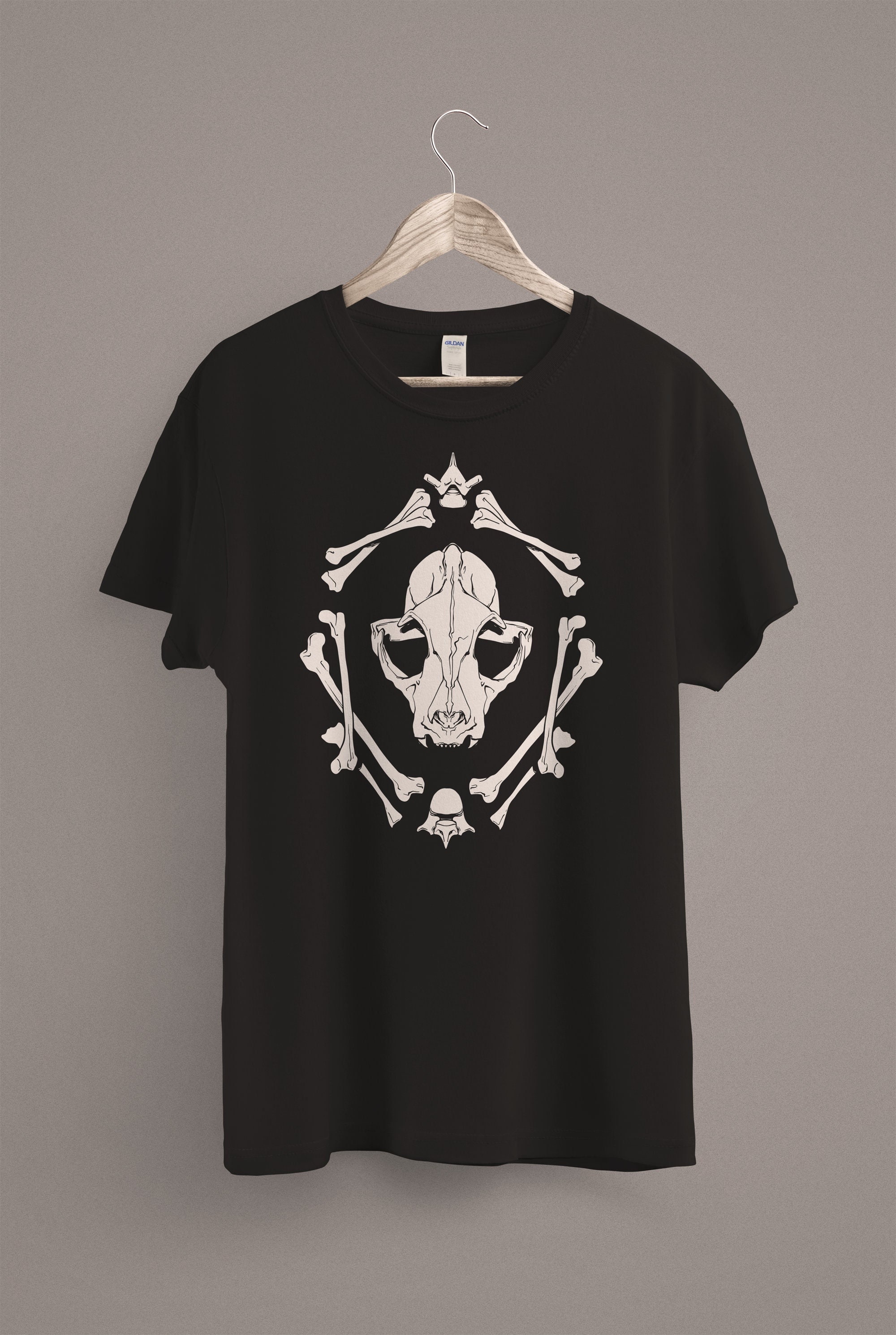 Cat Skull Bone Wreath T-Shirt Goth Aesthetic Witch Alt Clo | Inspire Uplift