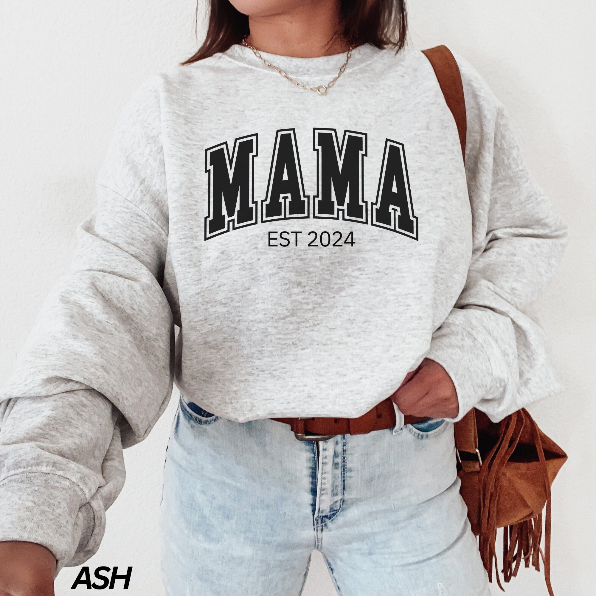 Custom Mama Sweatshirt, Mama Est Sweatshirt, Pregnancy Annou | Inspire ...
