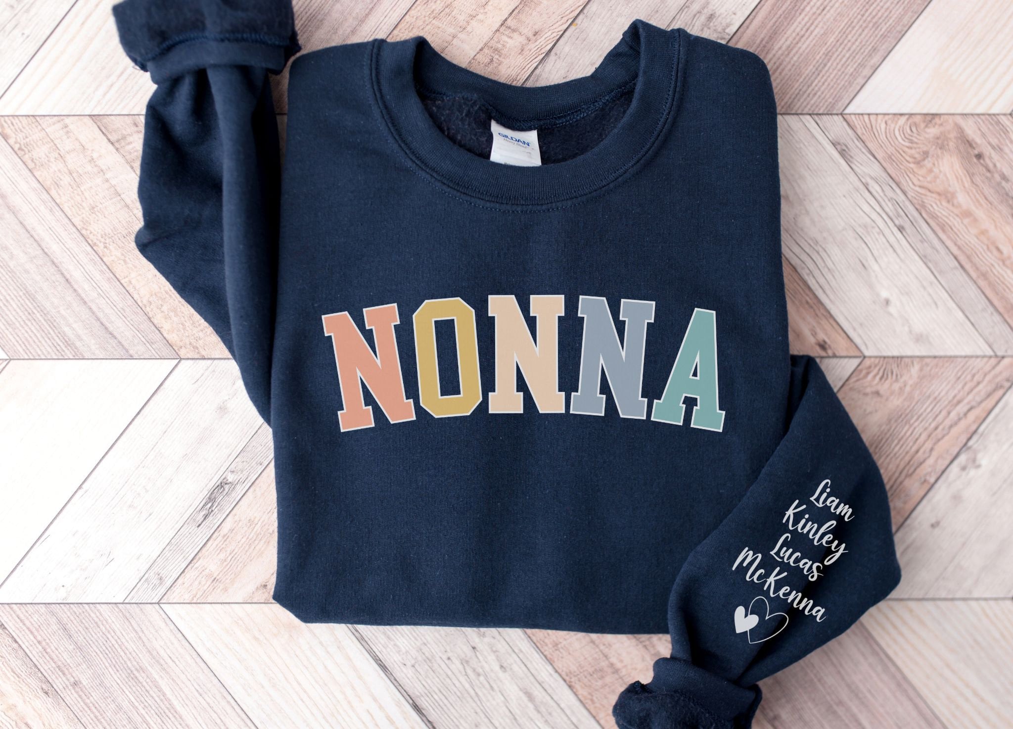 Personalized Nonna Sweatshirt with Kids Names on Sleeve, Cus - Inspire ...