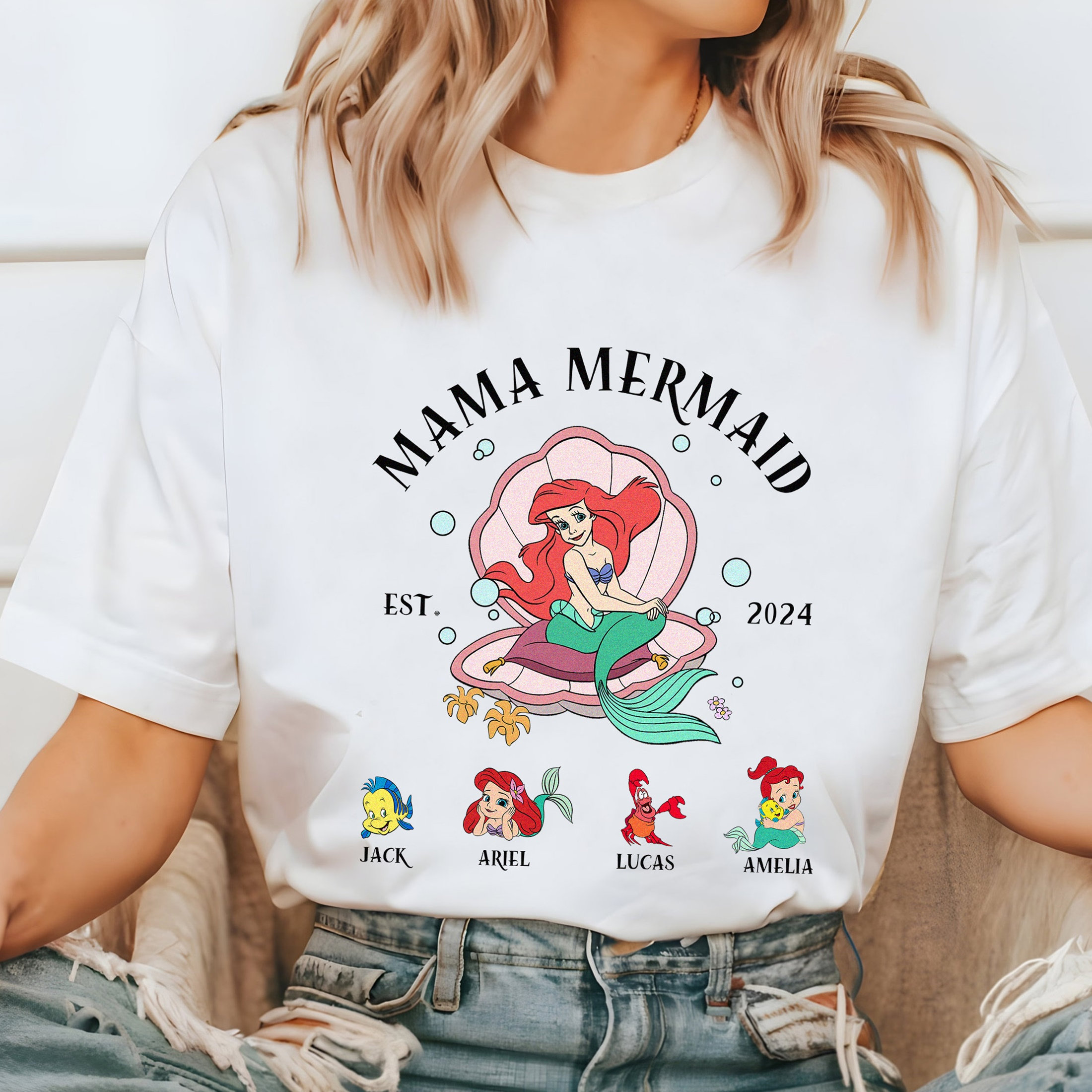 Little Mermaid Mama Shirt, Retro Princess Mama Mermaid Shirt | Inspire ...