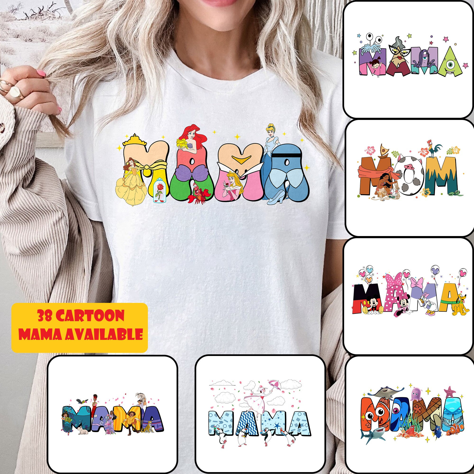 All Mama Animated Characters Theme T-Shirt, Mama Alphabet Sh | Inspire ...