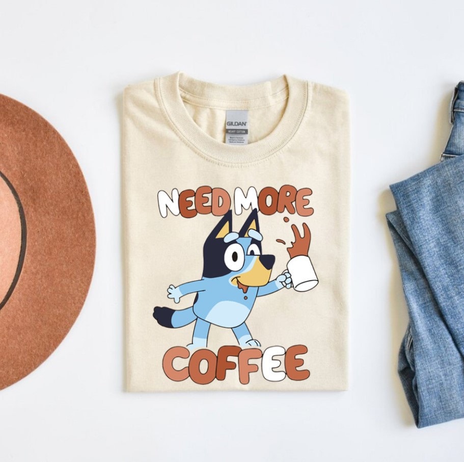 Need More Coffee Bluey Cute Unisex Tshirt, Bluey Mom Shirt, - Inspire ...