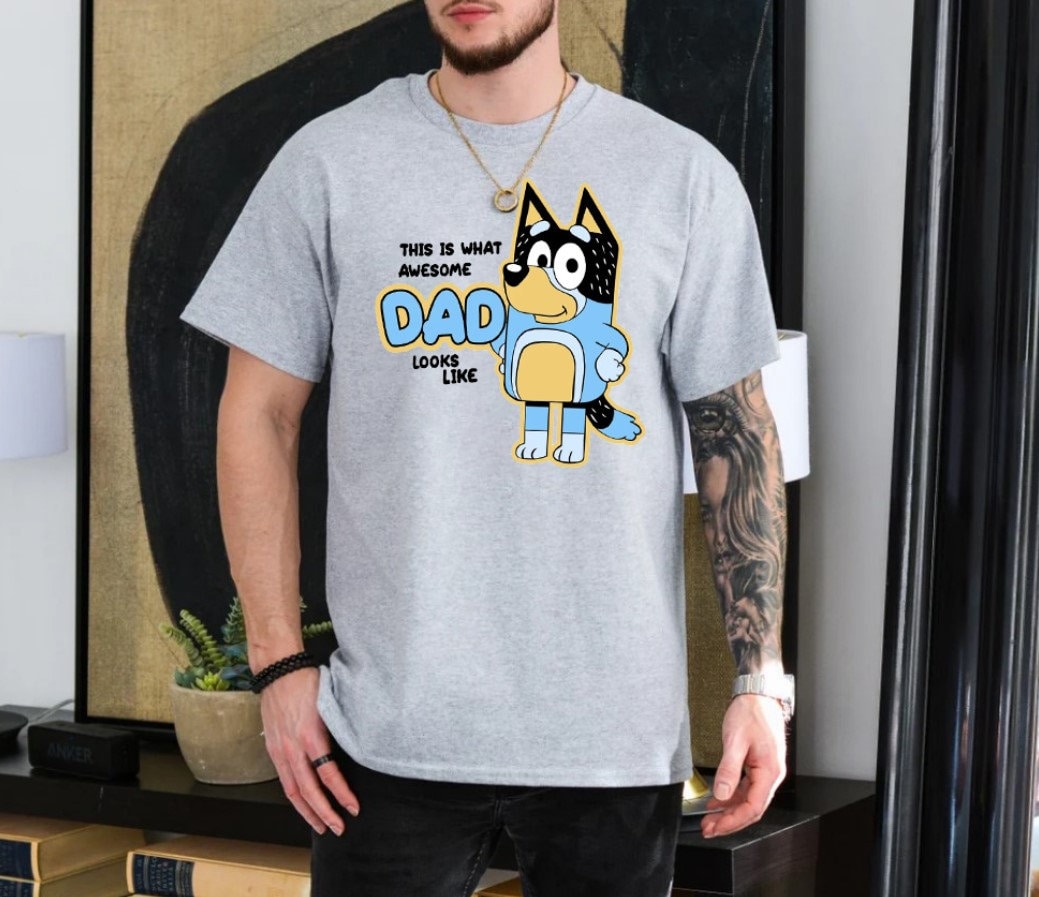 Awesome Dad Look Like Bluey Daddy Pattern Classic 2 Side Shi | Inspire ...
