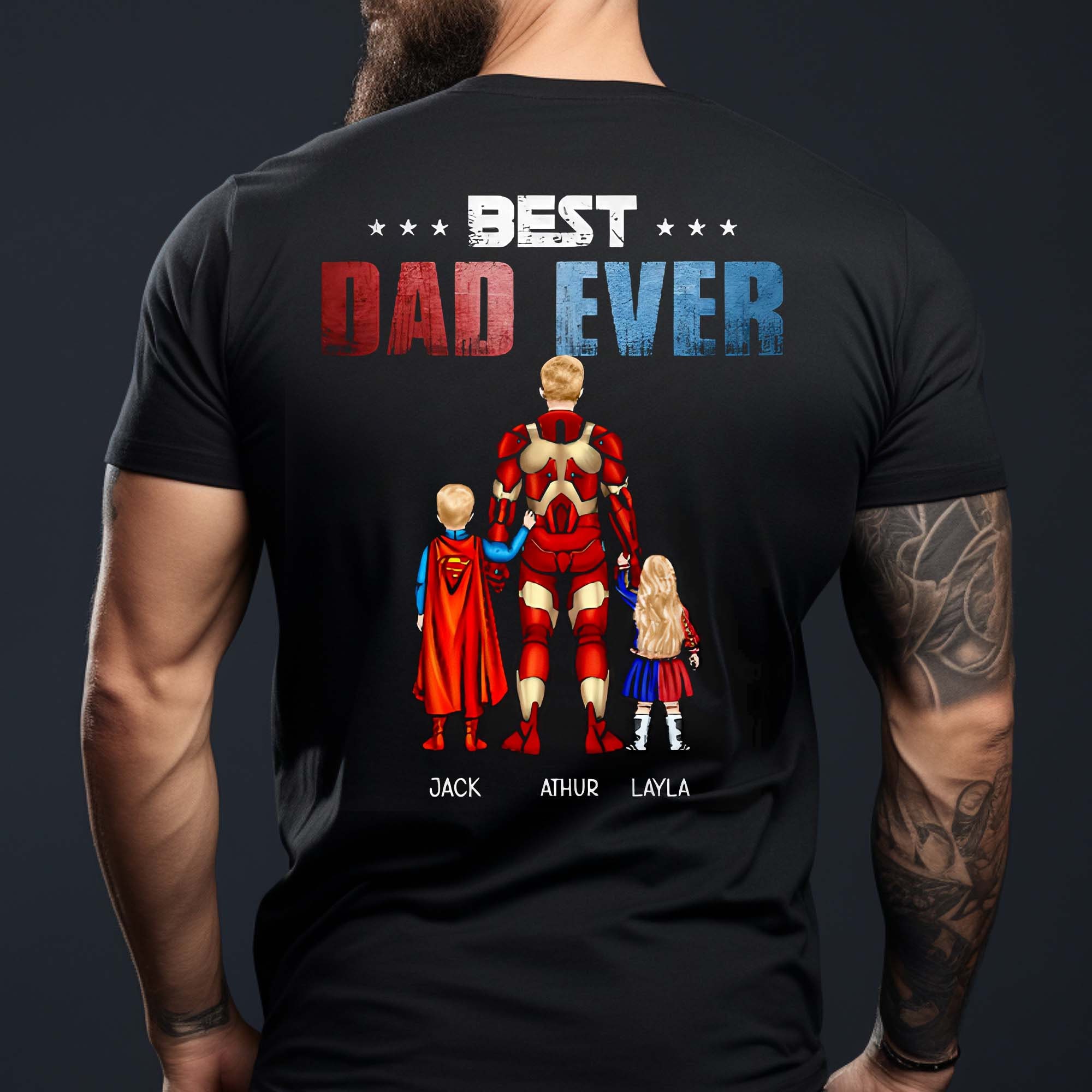 Custom Best Dad Ever Hand With Kid Name Shirt, Fathers Day G - Inspire ...