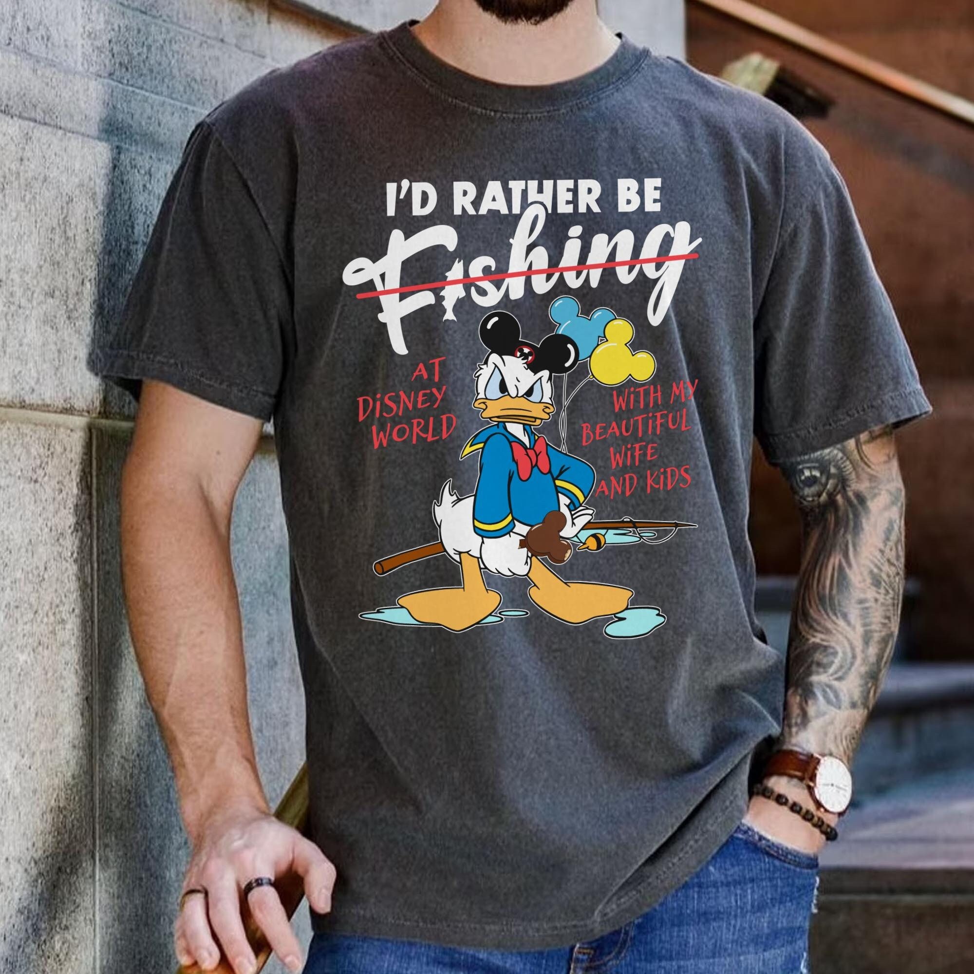 Retro Angry Donald Duck Dad Fishing Comfort Colors T-shirt, - Inspire ...