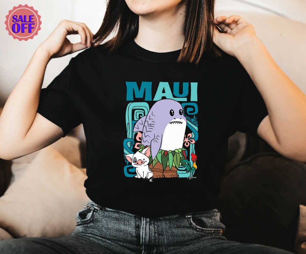 Moana Maui Half Shark Hei Hei Pua Pig Comfort Colors T-Shirt | Inspire ...