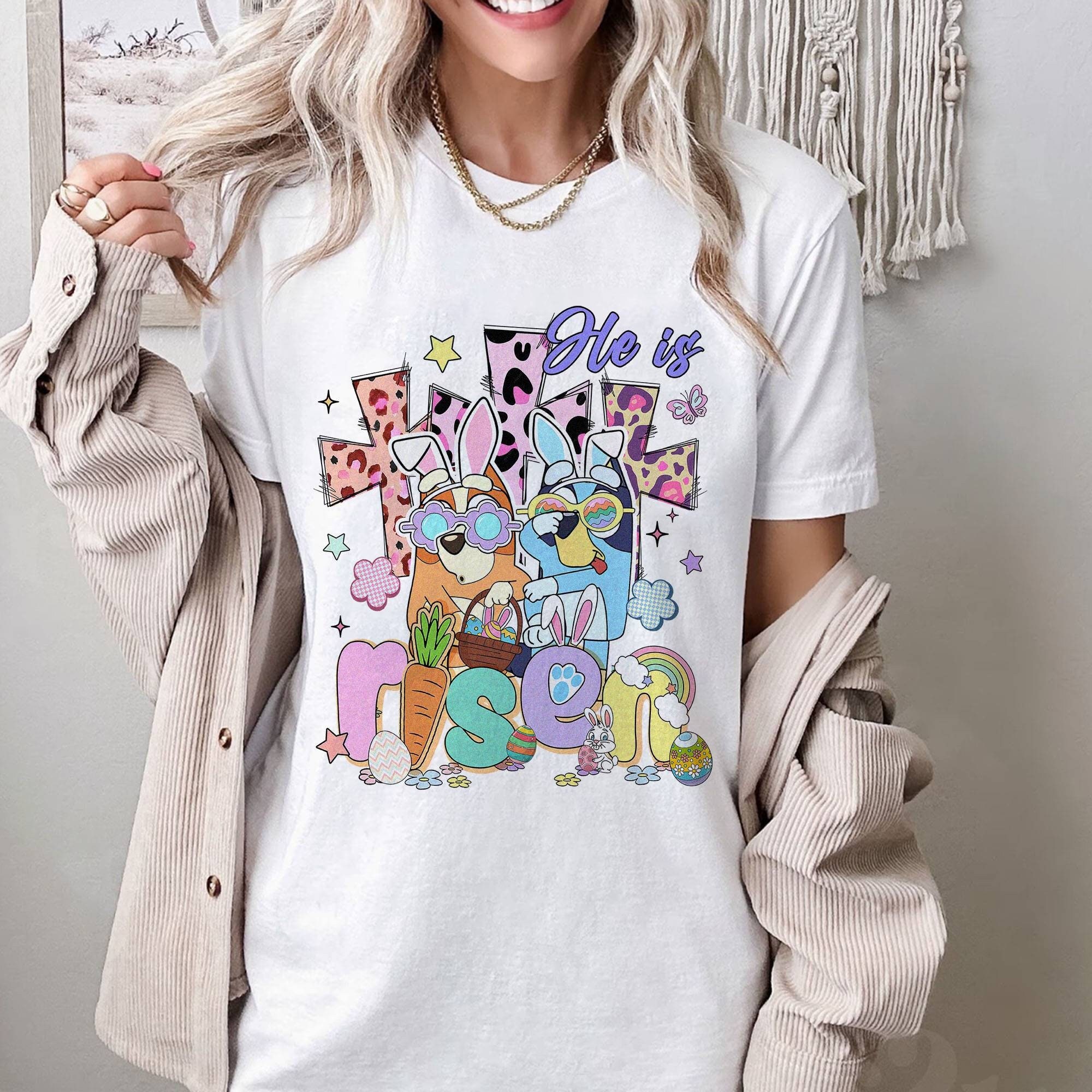 Bluey He is Risen Shirt, Bluey Christian Easter Shirt, Bluey | Inspire ...