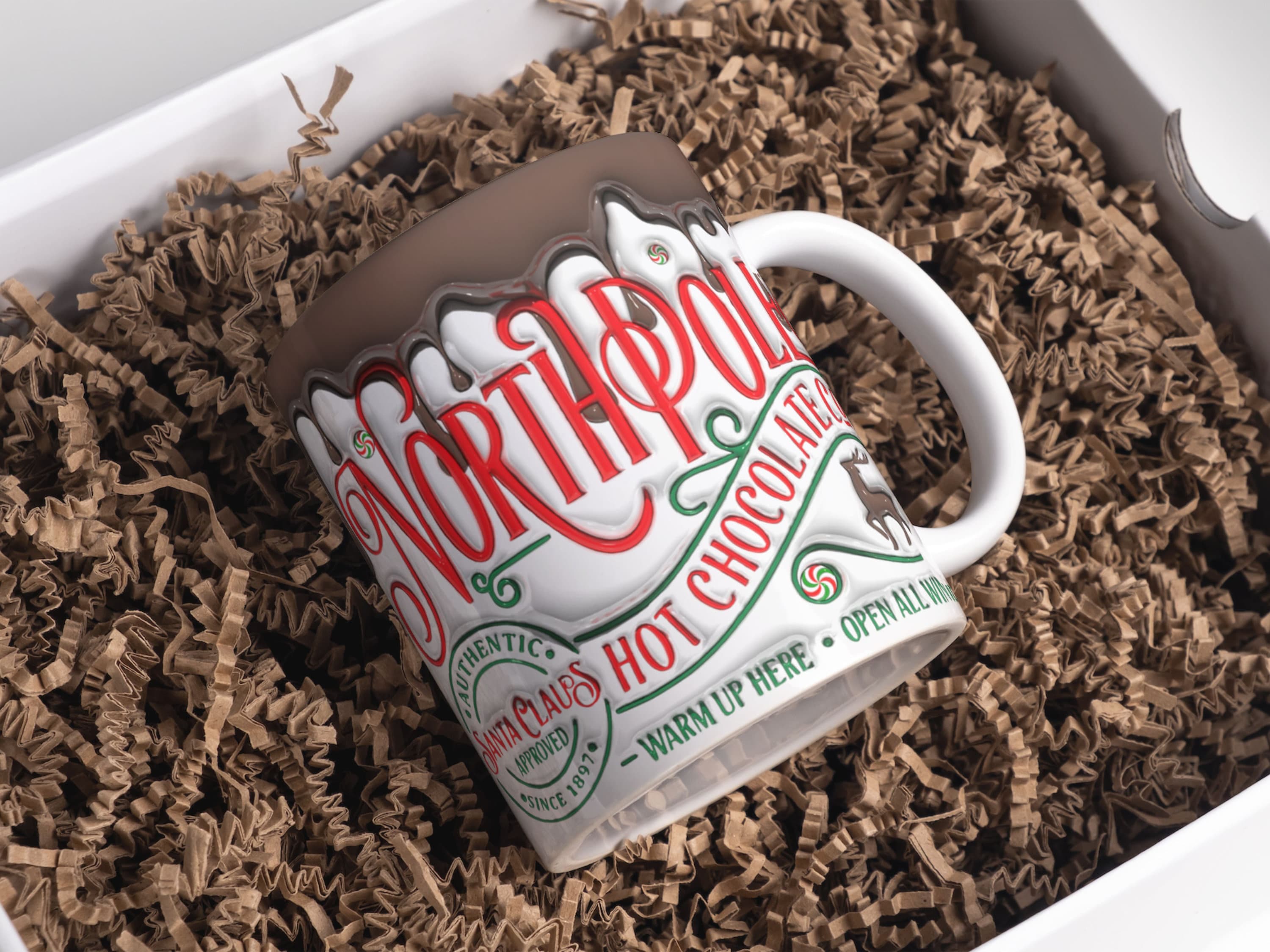 3D Inflated Xmas Northpole Hot Chocolate Mug Design | Inspire Uplift