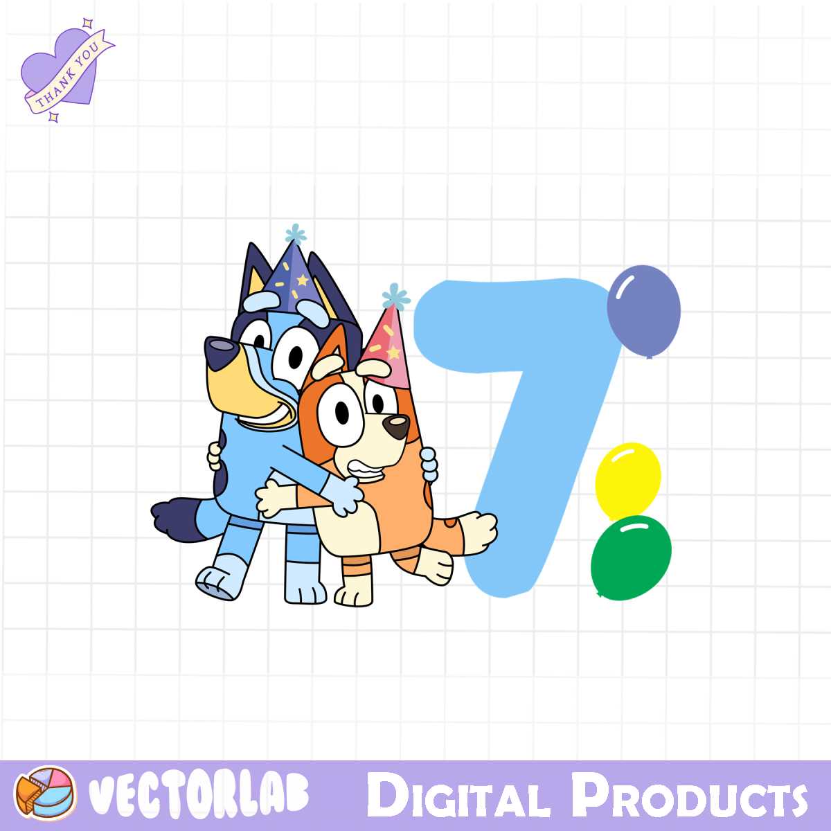 Bluey Birthday numbers 7 SVG | Inspire Uplift