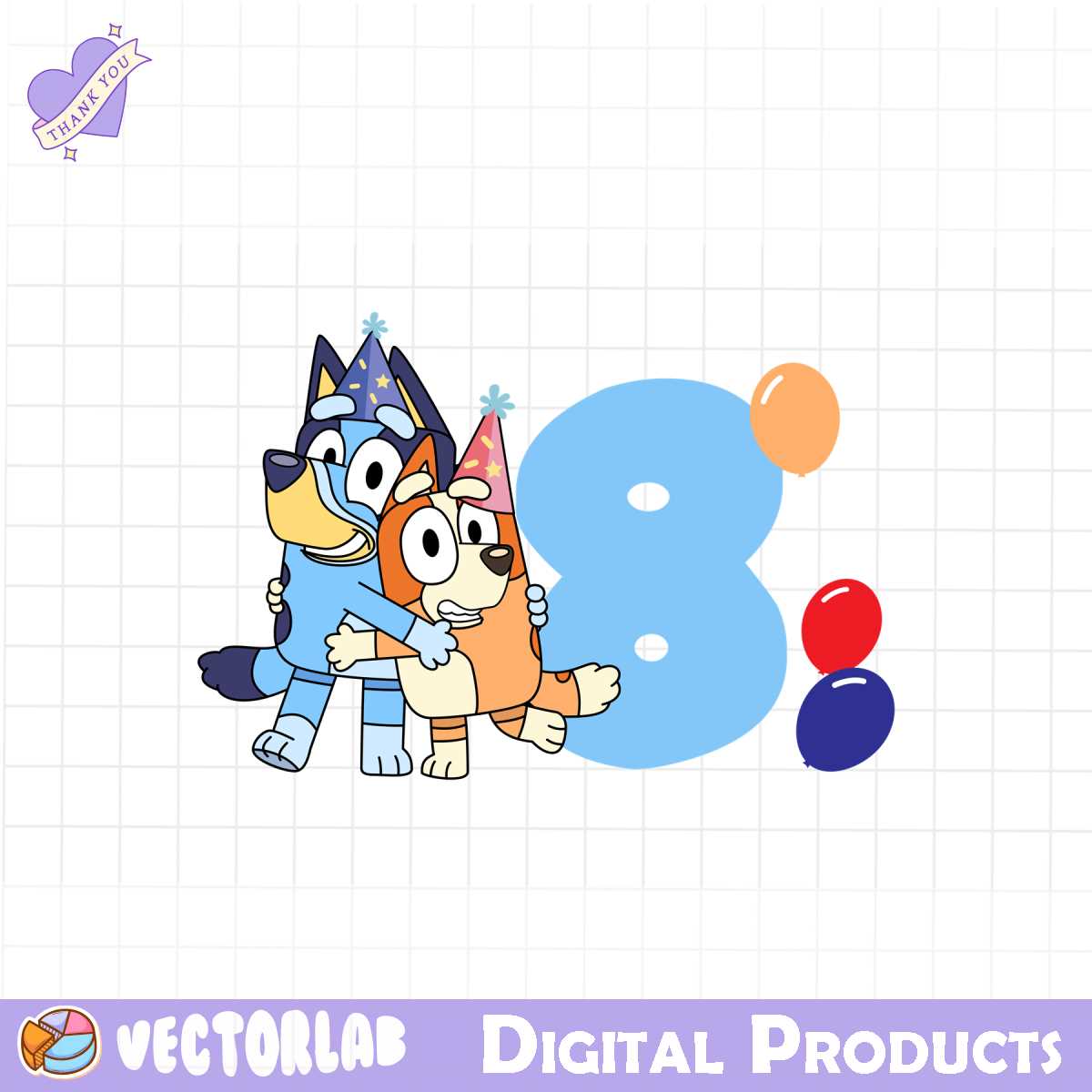Bluey Birthday numbers 8 SVG | Inspire Uplift
