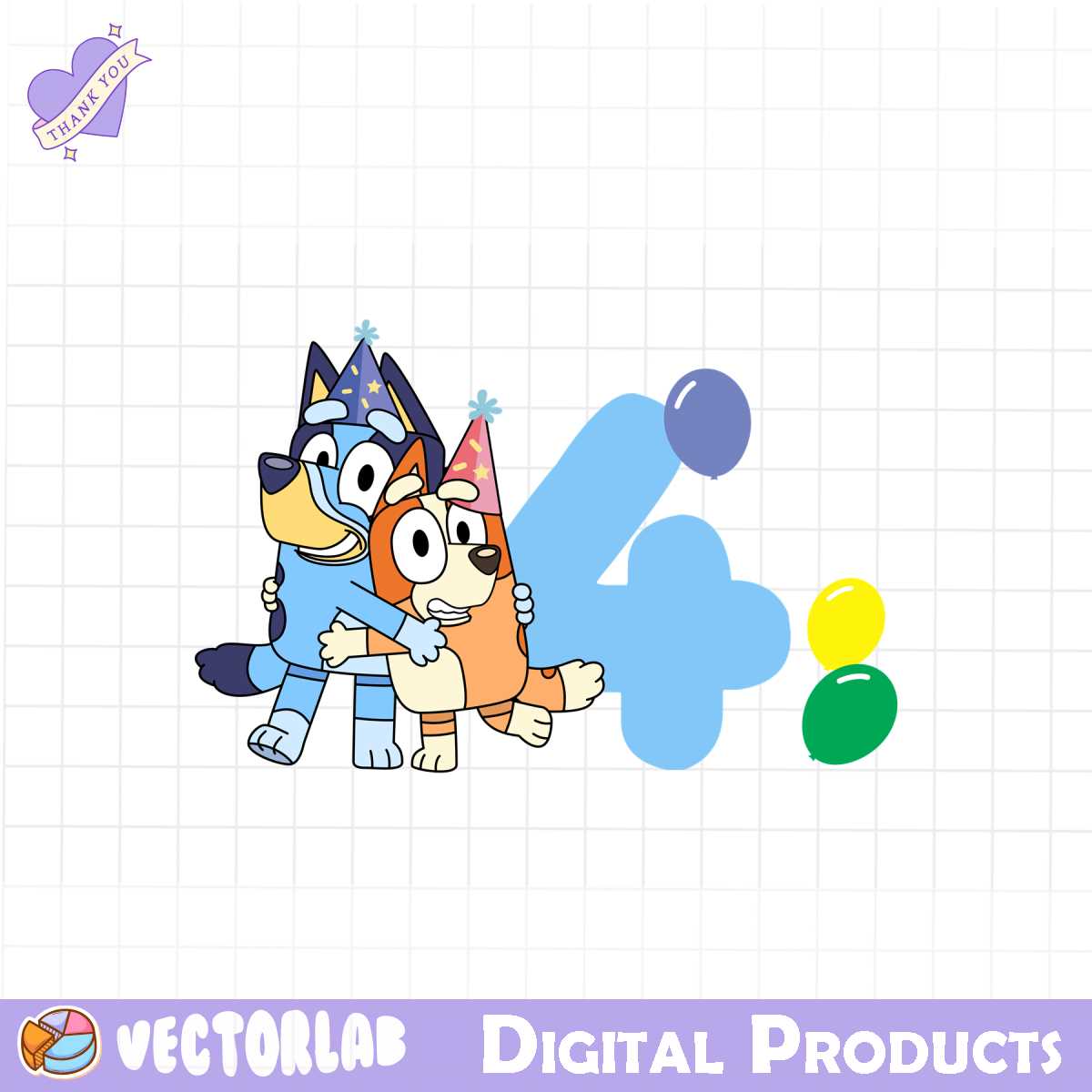 Bluey Birthday numbers 4 SVG | Inspire Uplift