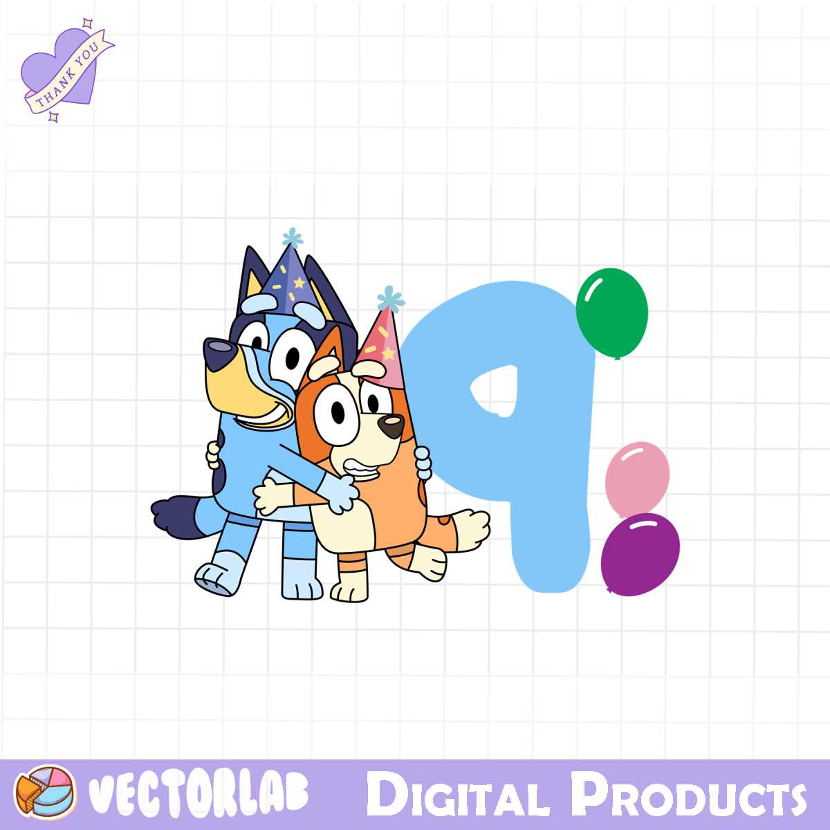 Bluey Birthday numbers 9 SVG | Inspire Uplift