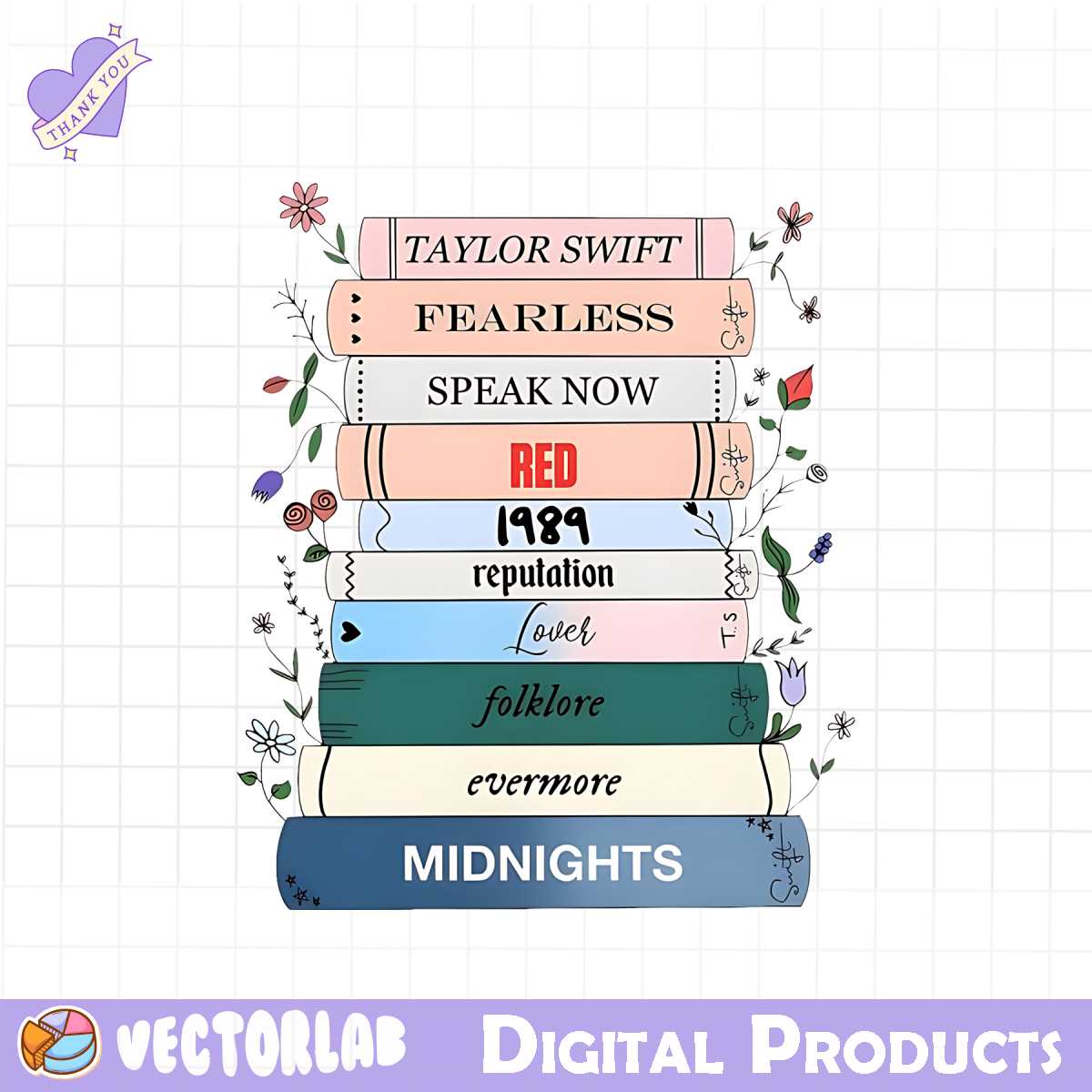 Taylor Swift Album Titles book PNG | Inspire Uplift