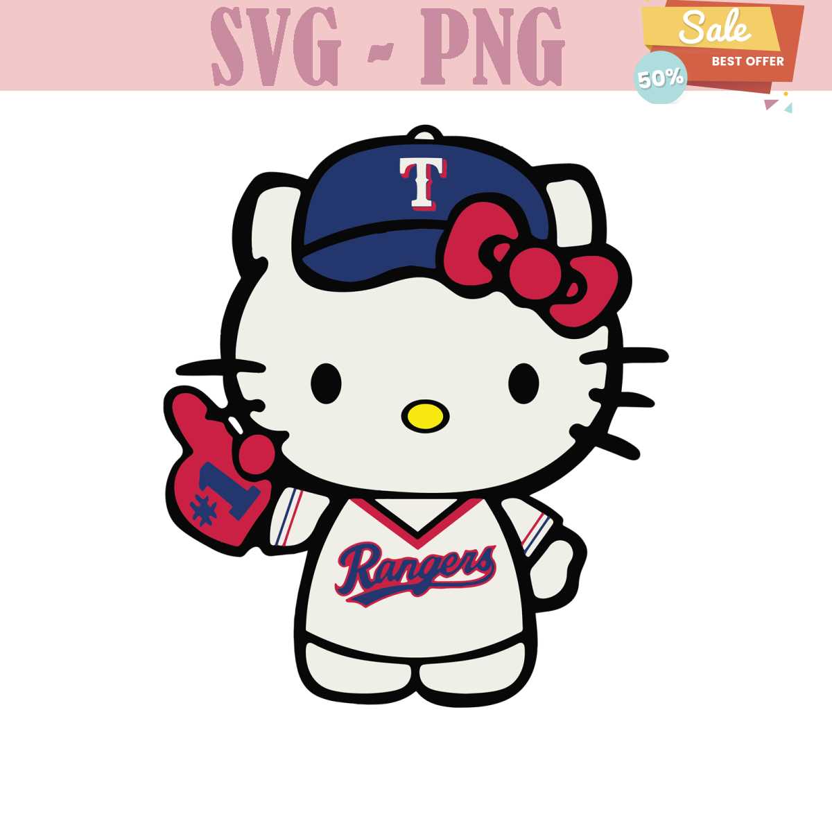 Hello Kitty Texas Rangers Baseball Team SVG | Inspire Uplift
