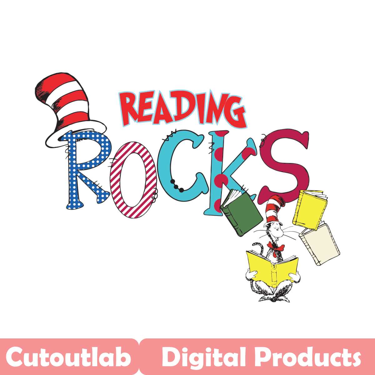 Reading Rocks Svg, Dr Seuss Svg, Seuss Svg, Love Reading Svg - Inspire ...