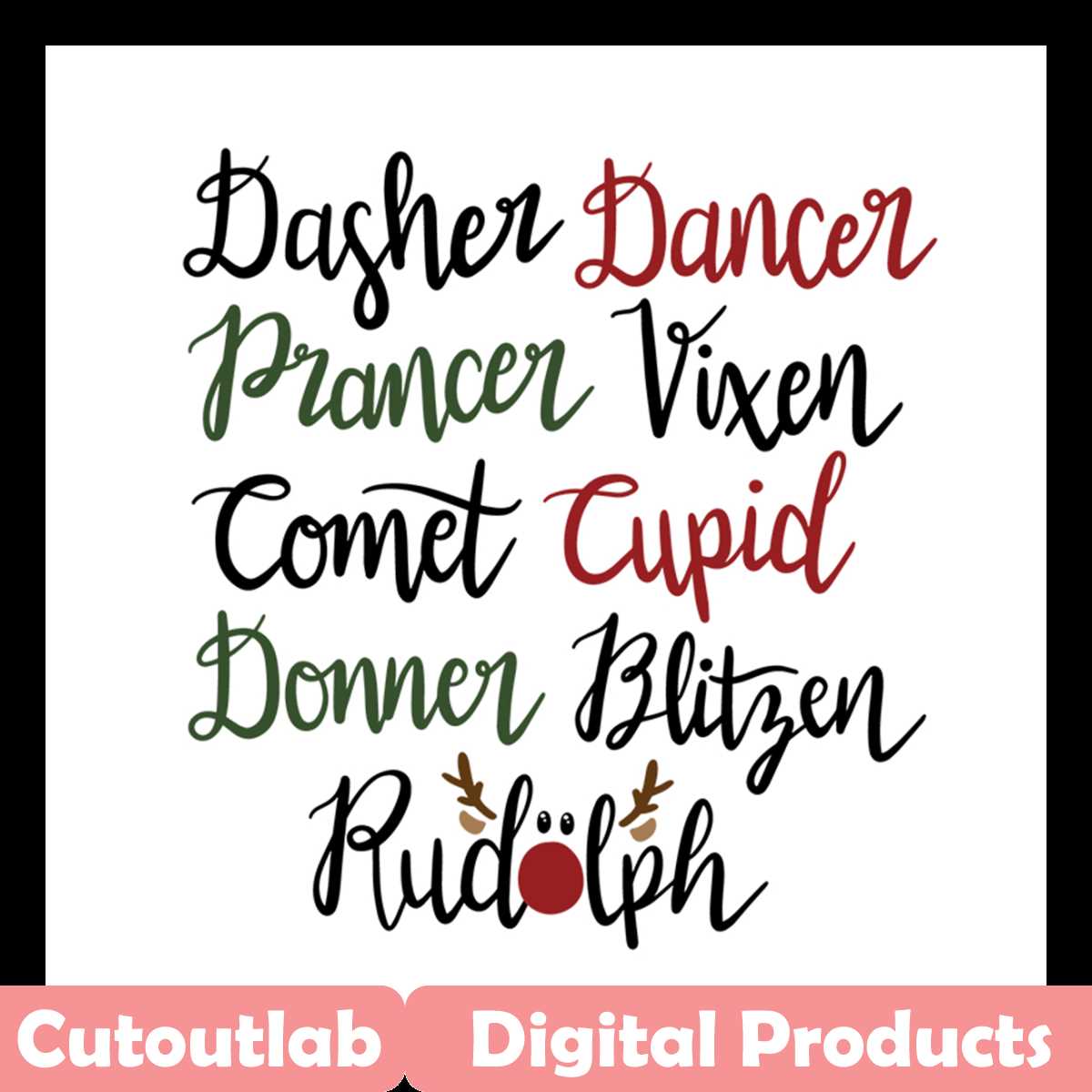 Dasher dancer prancer vixen comet cupid donner blitzen rudol | Inspire ...