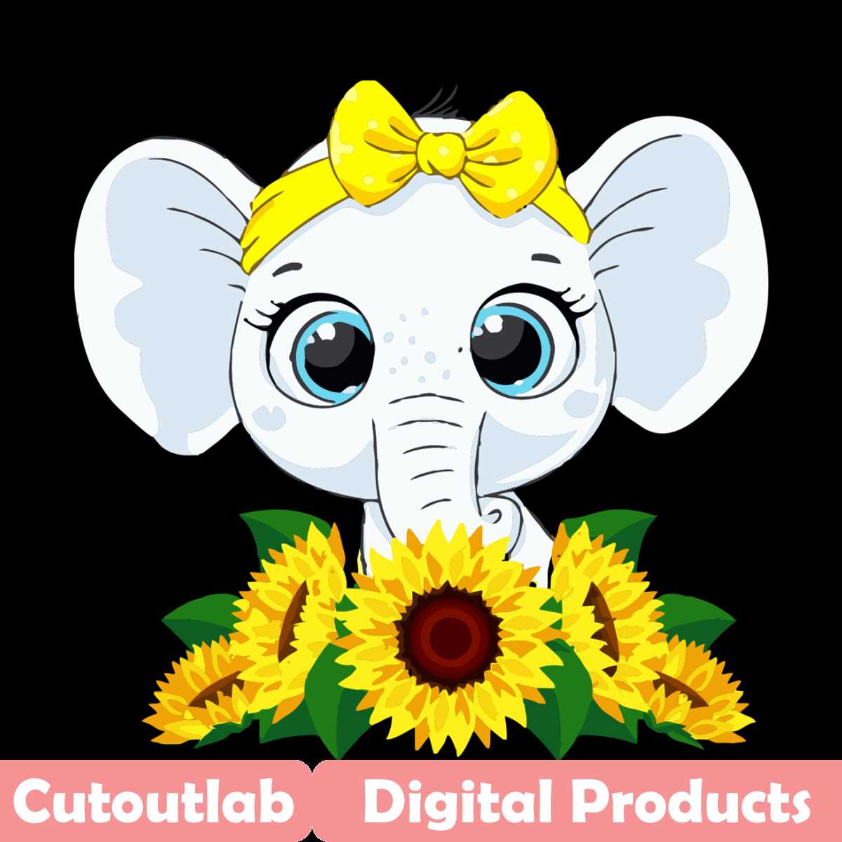 Cute Baby Elephant With Sunflowers Svg, Trending Svg, Baby E | Inspire ...