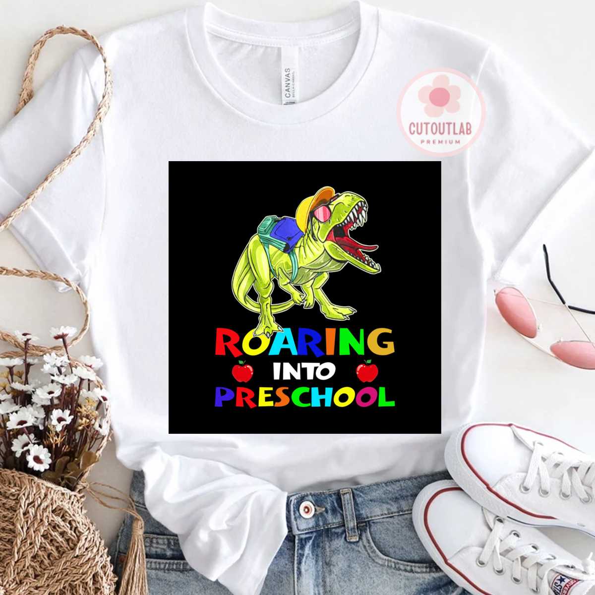 Back to school png, dinosaur roaring into preschool, first d | Inspire ...