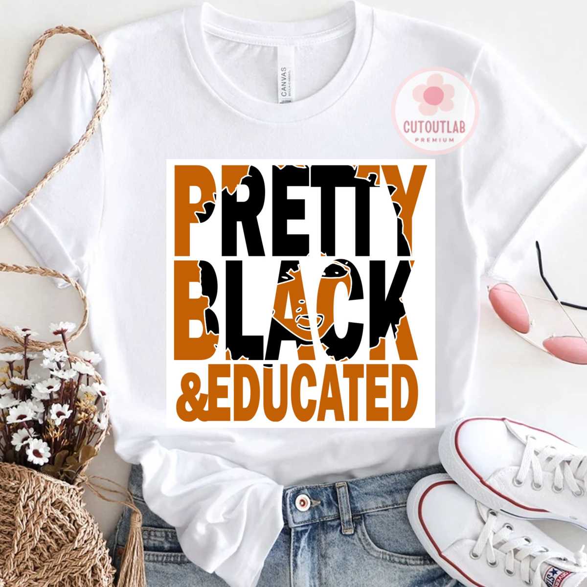 Pretty Black & Educated Knockout SVG, DXF, EPS, PNG Instant | Inspire ...