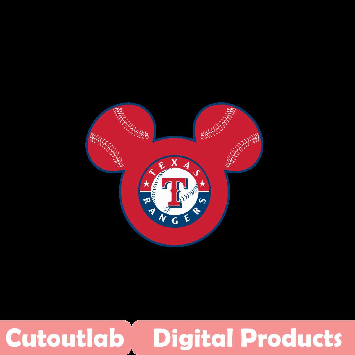 Mickey Mouse Head Texas Rangers SVG | Inspire Uplift