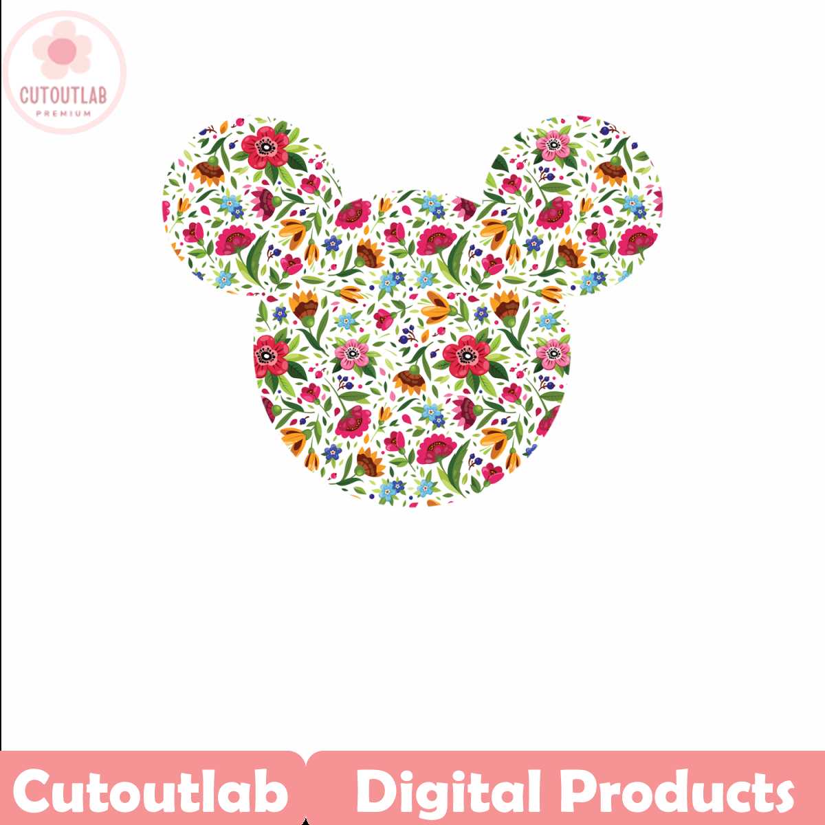 Floral Mouse Ear Disney Mickey PNG | Inspire Uplift