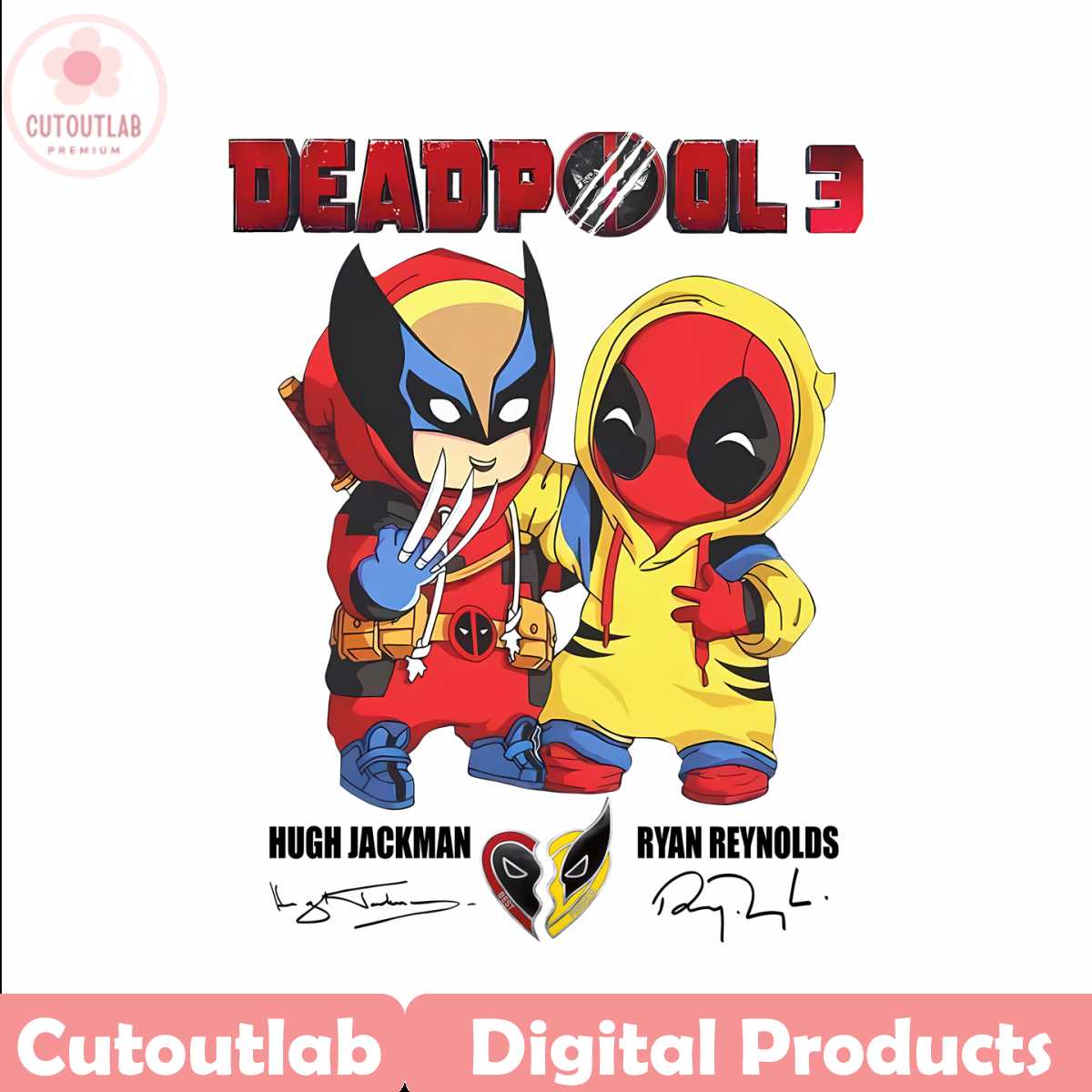 Vintage Deadpool 3 Ryan Reynolds Hugh Jackman PNG | Inspire Uplift