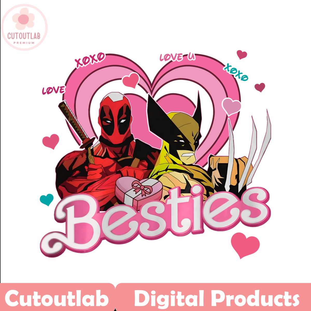Groovy Deadpool Wolverine Besties PNG | Inspire Uplift