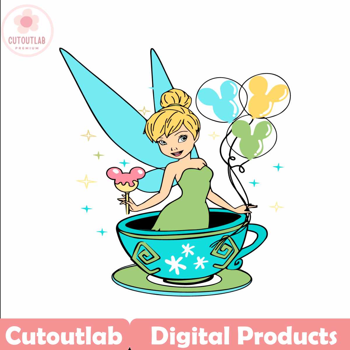 Tinkerbell Mickey Ear Balloon Disney SVG | Inspire Uplift