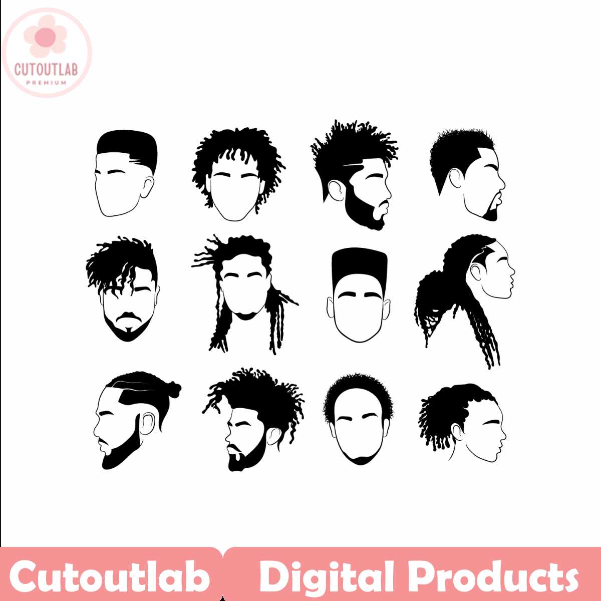 Afro hairstyles SVG, Black Man bundle svg, Hair Dreadlocks S | Inspire ...